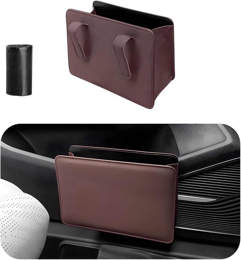 Car Trash Can, Foldable Waterproof Leather Car Garbage Organizer Holder ...