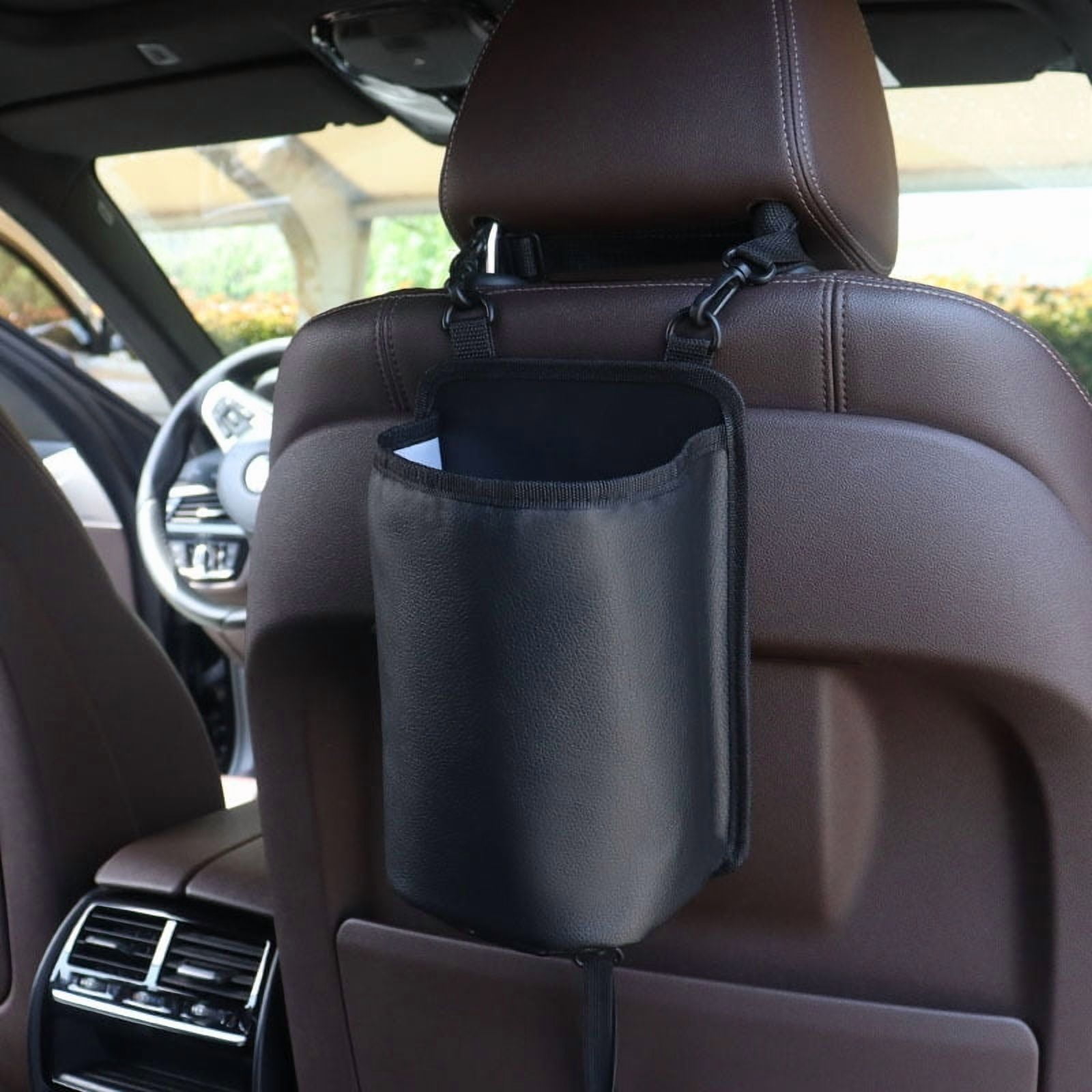 Car Trash Can Front Seats Auto Trash Bin Faux Leather black Hanging ...