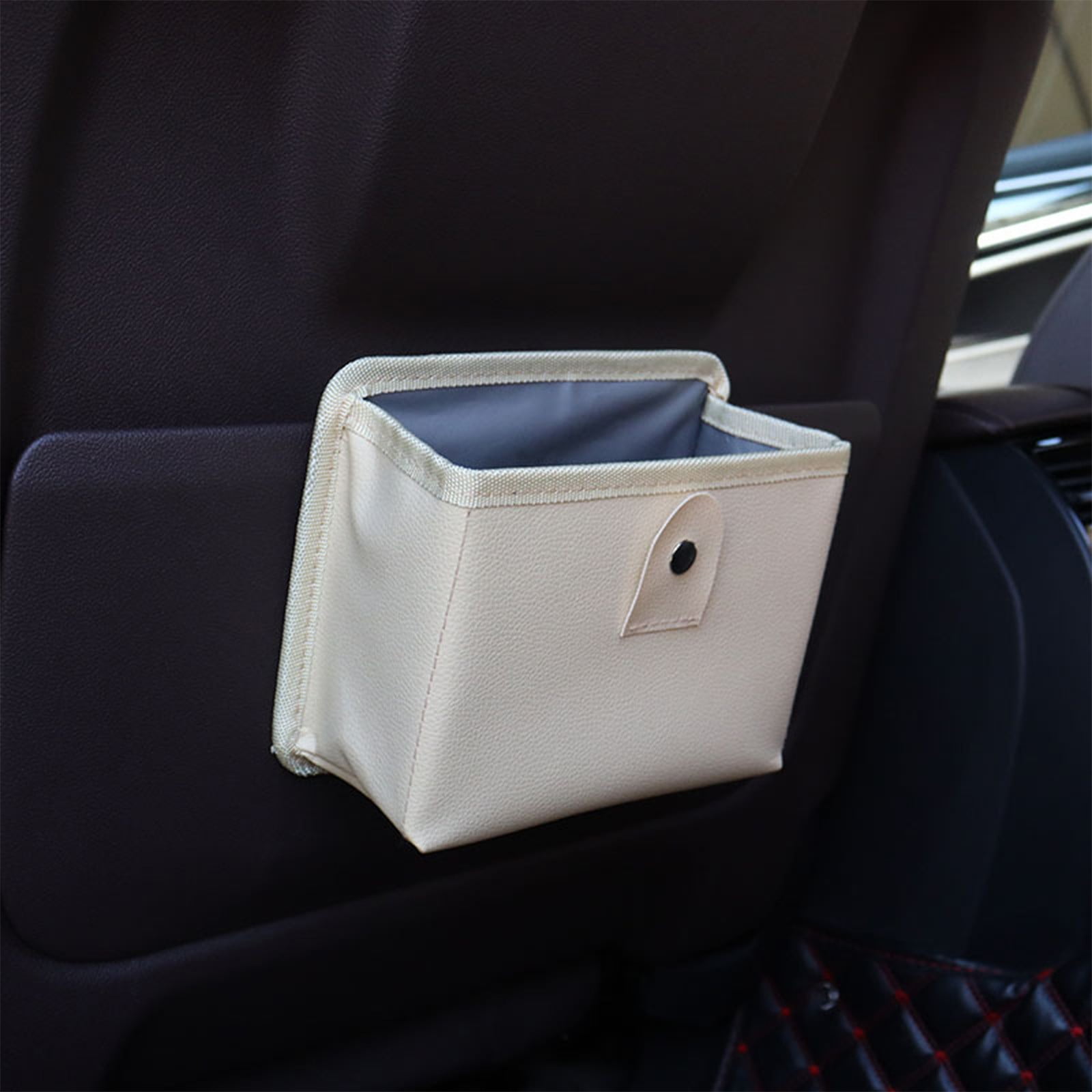 Car Trash Can, Leather Vehicle Trash Bin Car Dustbin Garbage Organizer ...