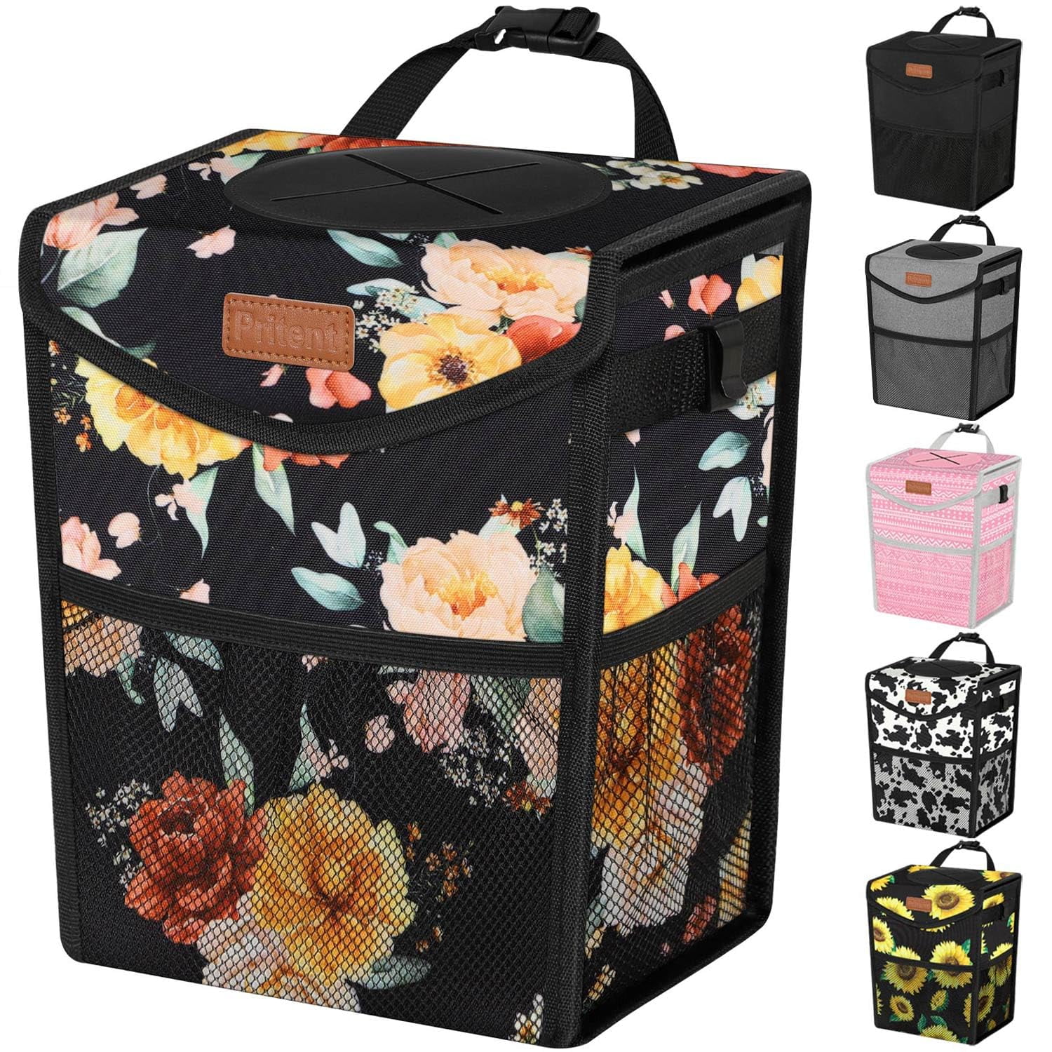 Car Trash Can with Lid, Cute Leakproof Car Trash Garbage Bag Hanging ...