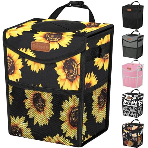 Car Trash Can with Lid, Cute Leakproof Car Trash Garbage Bag Hanging ...