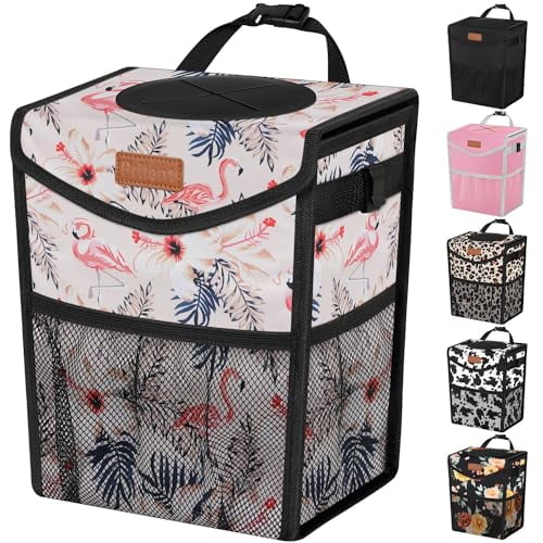 Car Trash Can with Lid, Cute Leakproof Car Trash Garbage Bag Hanging ...