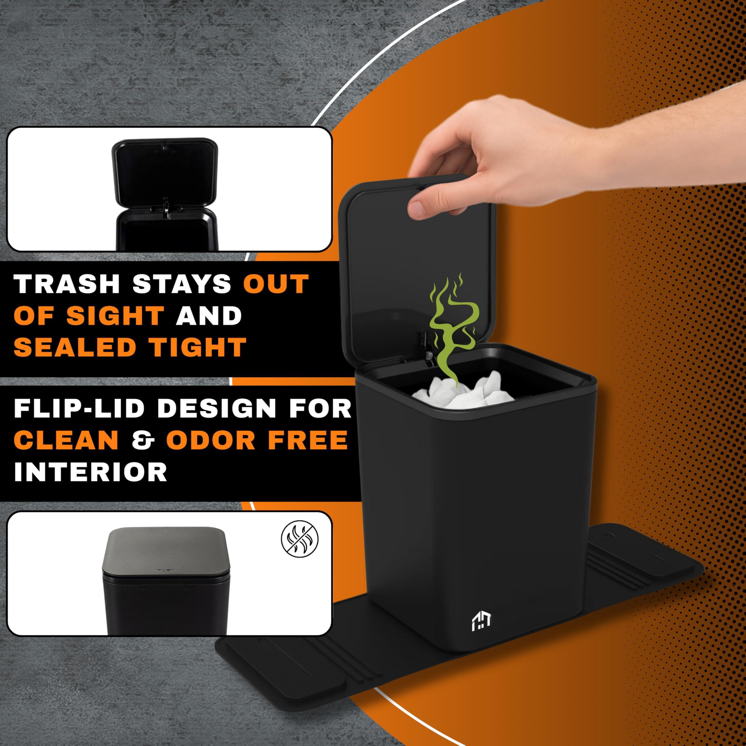 Car Trash Can With Lid 0.8 Gallon Medium Garbage Bin Stability Base ...