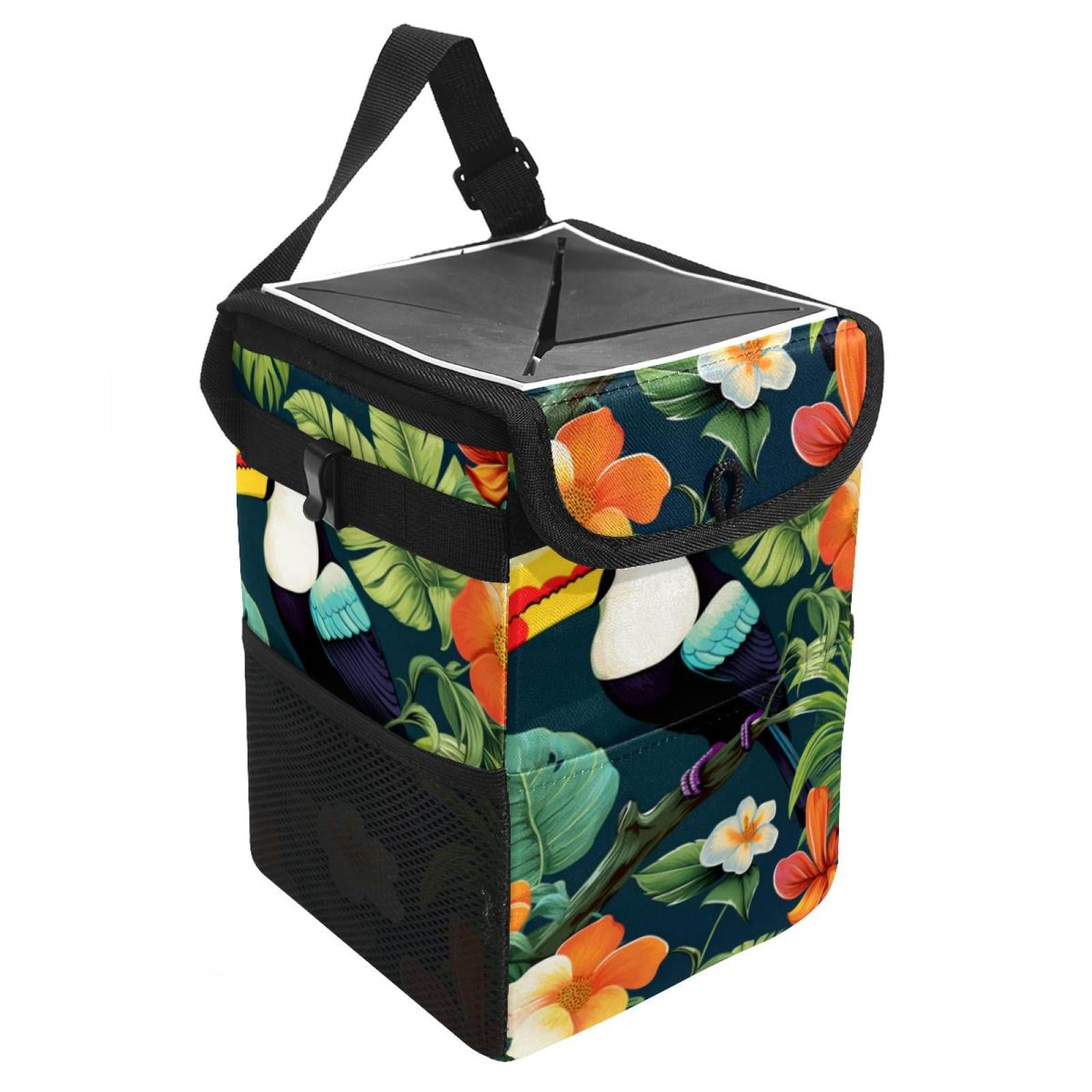 Car Trash Can with Lid, Hanging Vehicle Organizer, Large Car Trash Bag, Beautiful Toucan ...