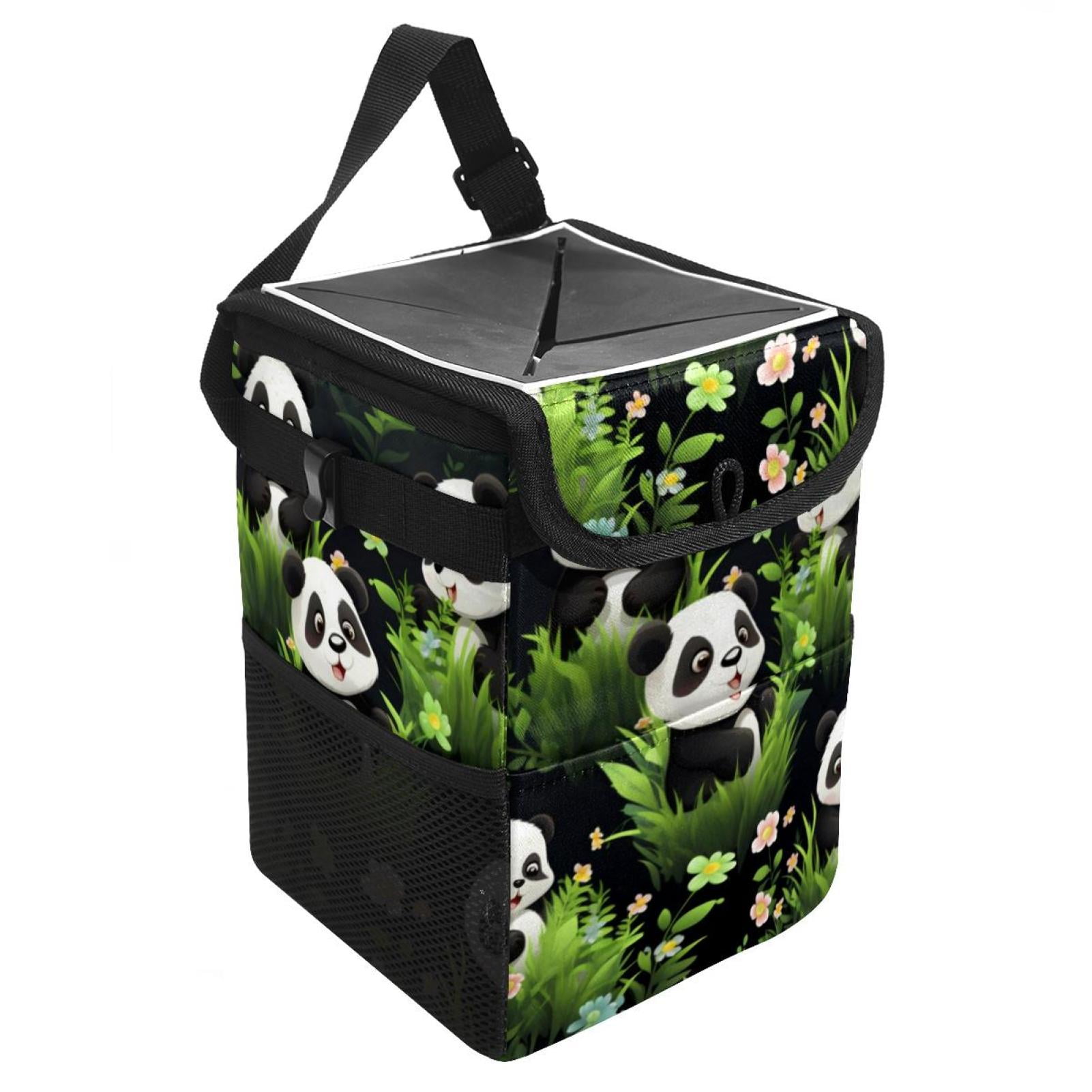 Car Trash Can with Lid, Hanging Vehicle Organizer with Storage Pockets ...