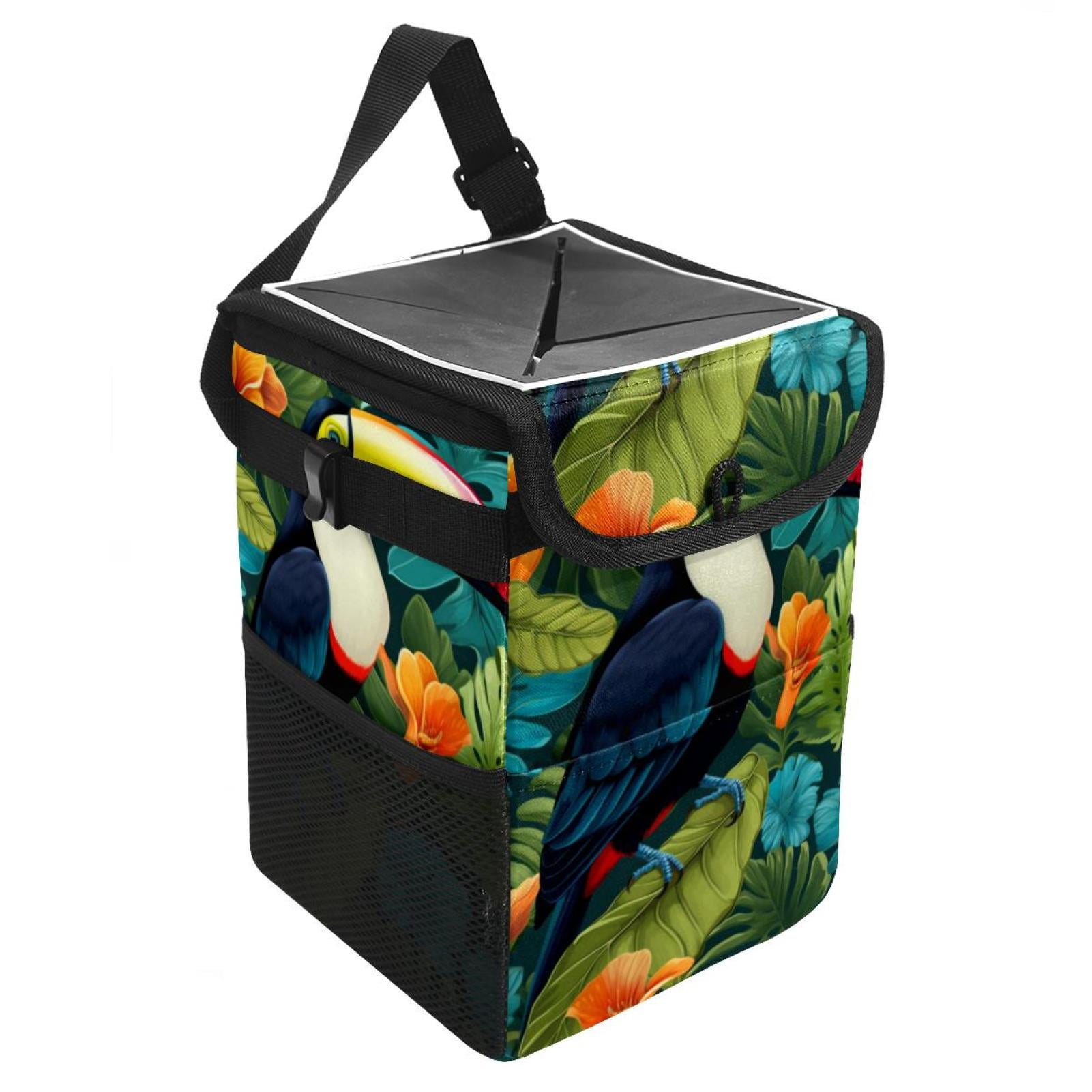 Car Trash Can with Lid, Hanging Vehicle Organizer with Storage Pockets ...