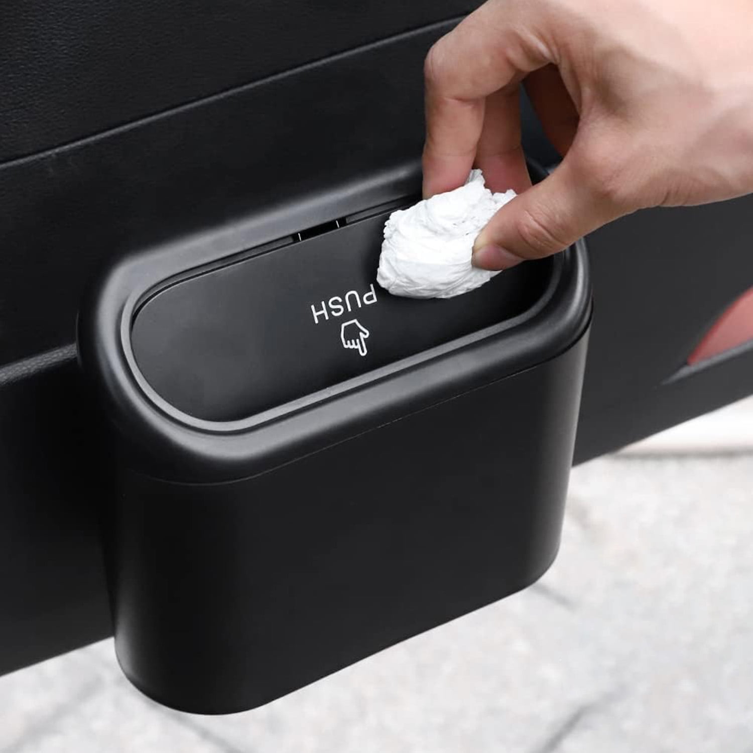 Car Trash Can with Lid, Mini Auto Dustbin Garbage Organizer, Automotive ...