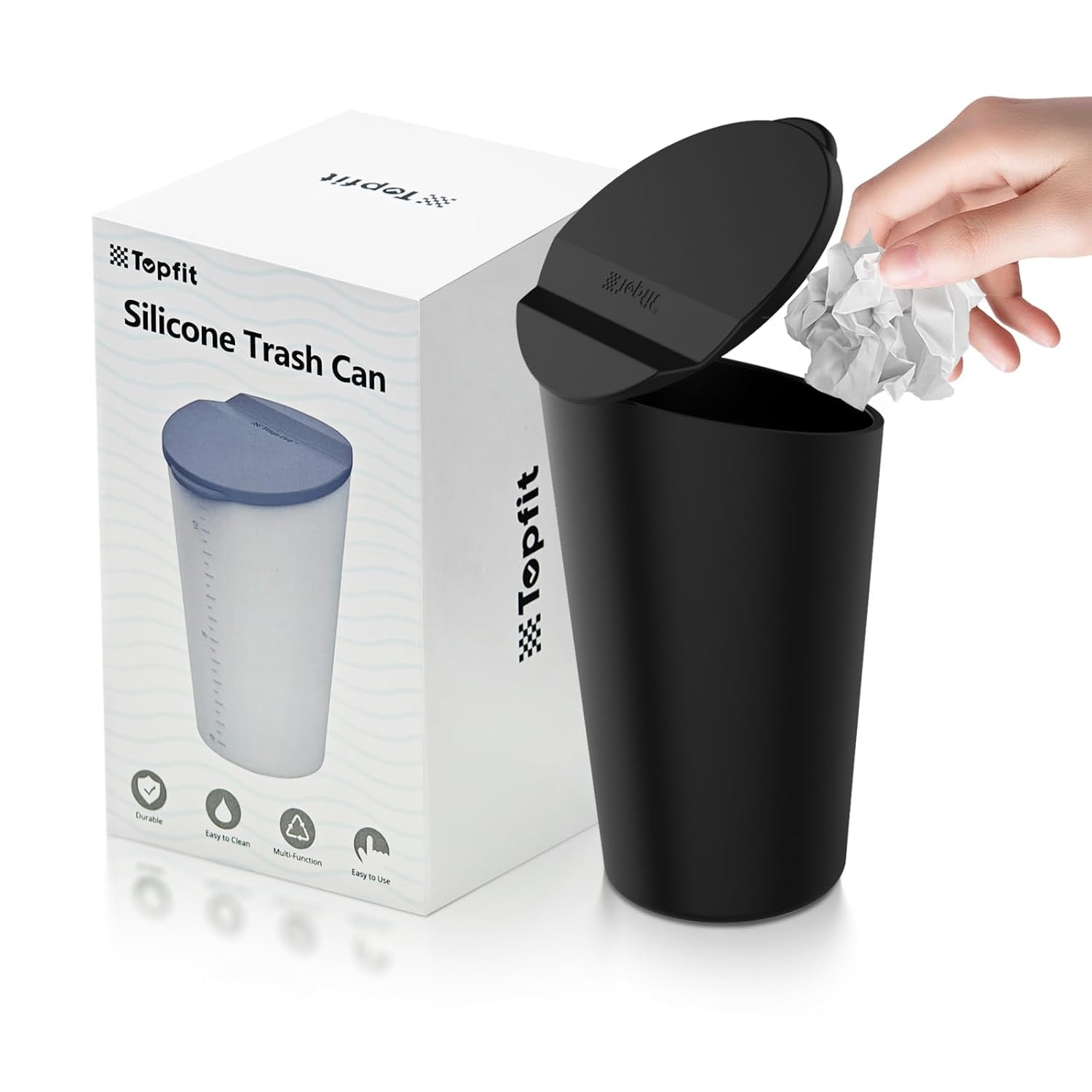 Car Trash Can with Lid Small Cup Holder Door Pocket Garbage Can Bin ...