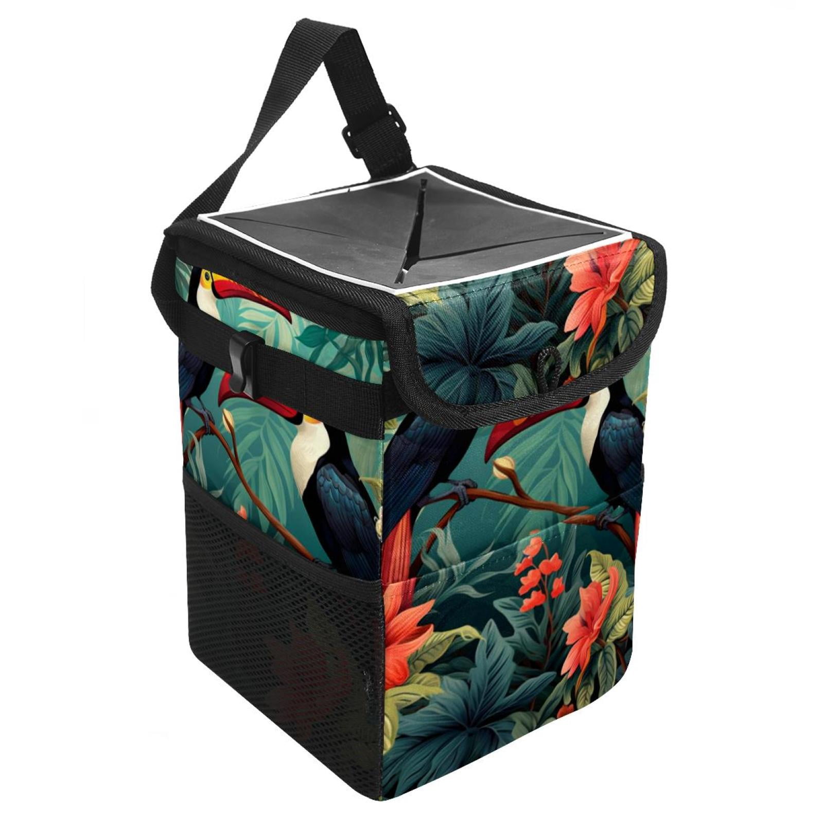 Car Trash Organizer with Lid, Hanging Vehicle Bag with Storage Pockets ...