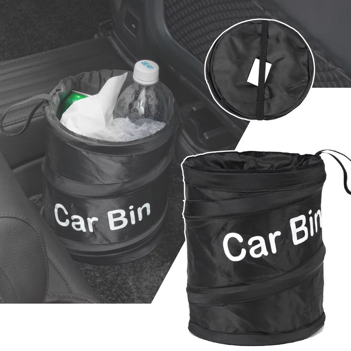 Car Trash Portable Vehicle Garbage Can Foldable Pop-up Waterproof Bag ...