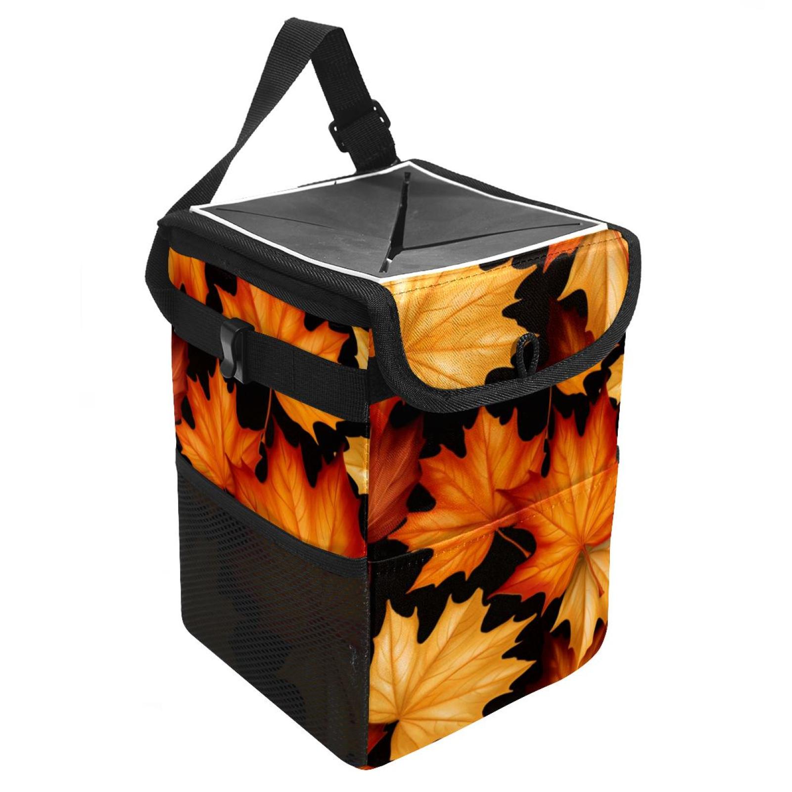 Car Trash Receptacle with Cover, Hanging Vehicle Organizer with Storage ...