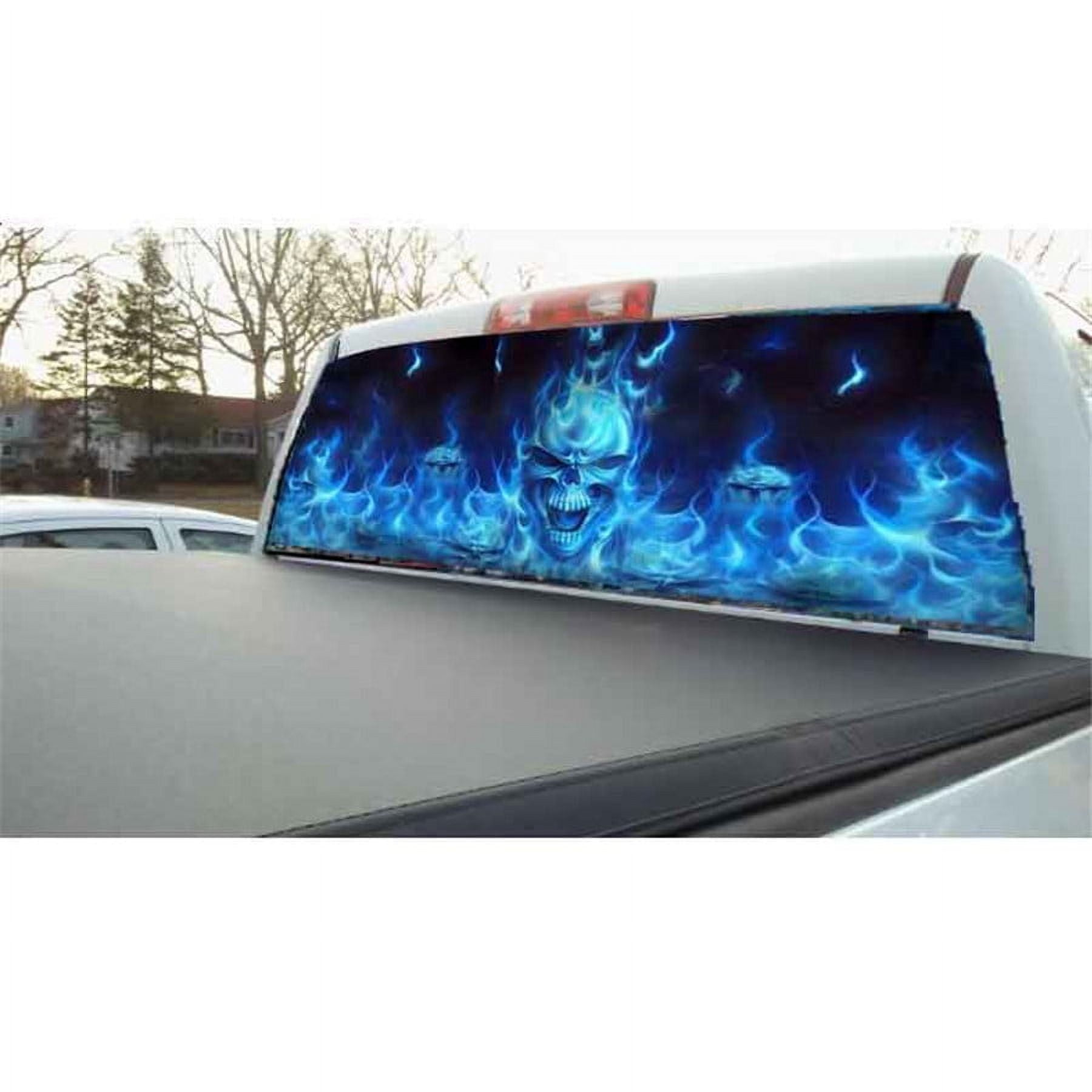 Car Truck SUV Flaming Skull Rear Window Tint Graphic Decal Wrap Back ...