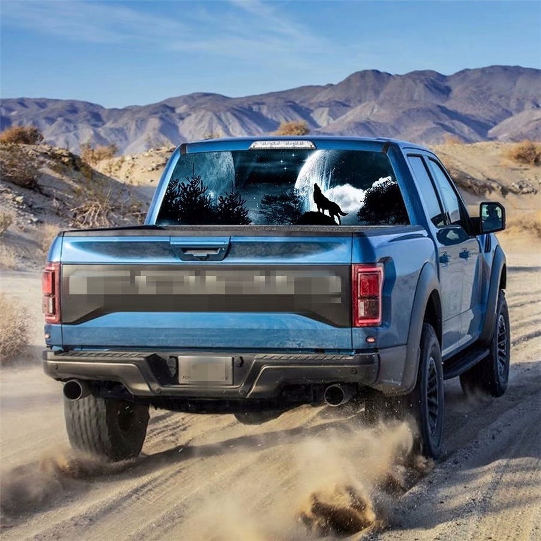 Car Truck SUV Rear Window Tailgate Decal Wolf Howling Moon Galaxy ...