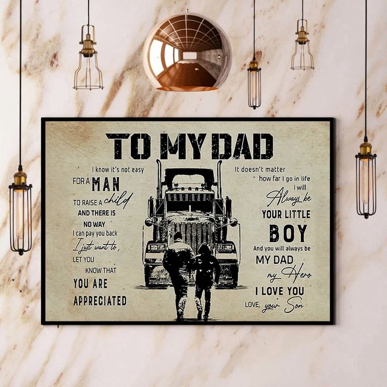 Car Truck To My Dad My Hero I Love You Vintage Trucker Paper Poster Art ...