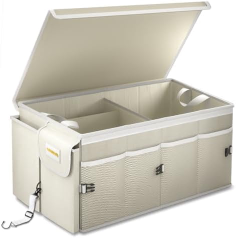 Car Trunk Organizer - 65L Collapsible Trunk Organizer with Lid, Sturdy ...