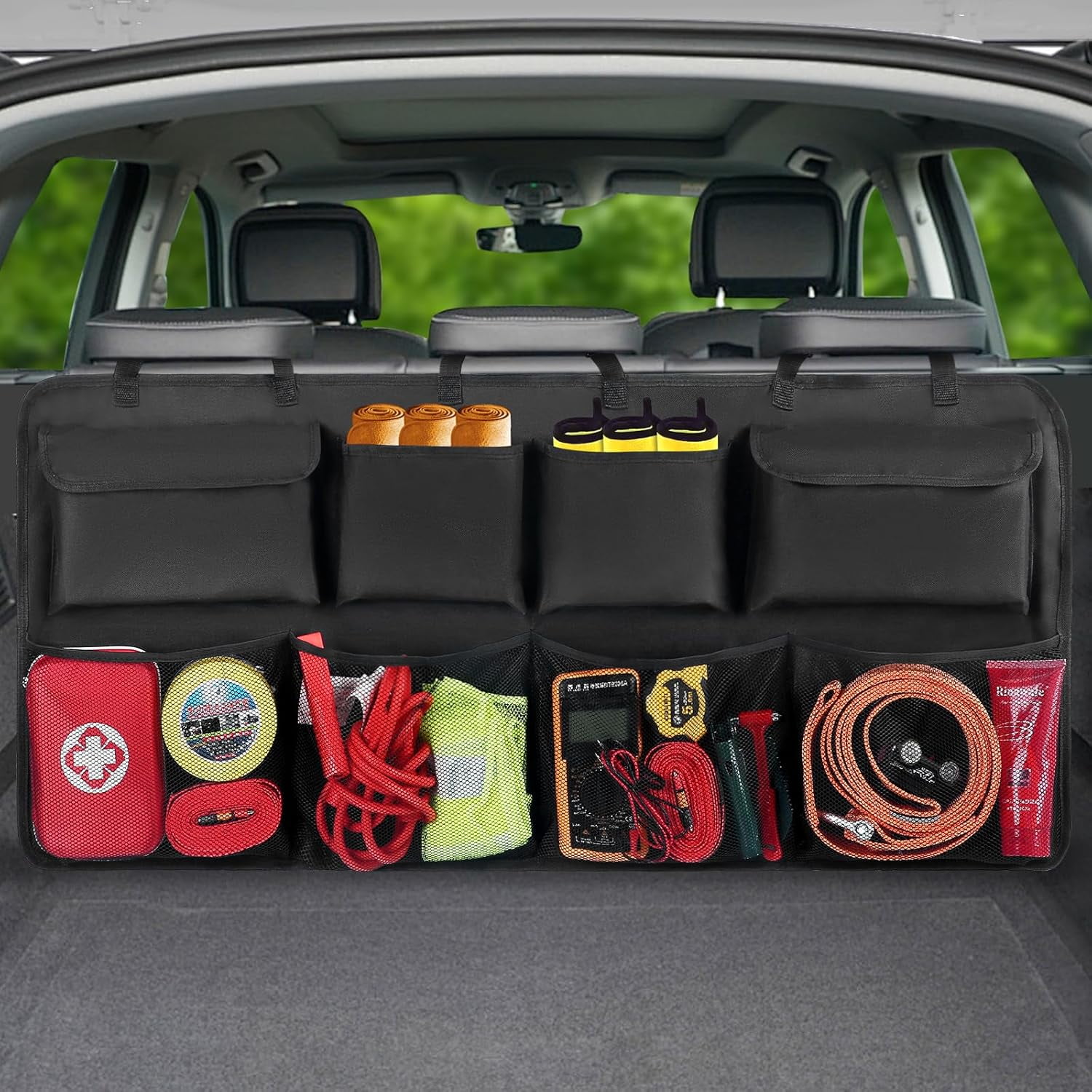 Car Trunk Organizer, Backseat Hanging Organizer with 8 Large Storage ...