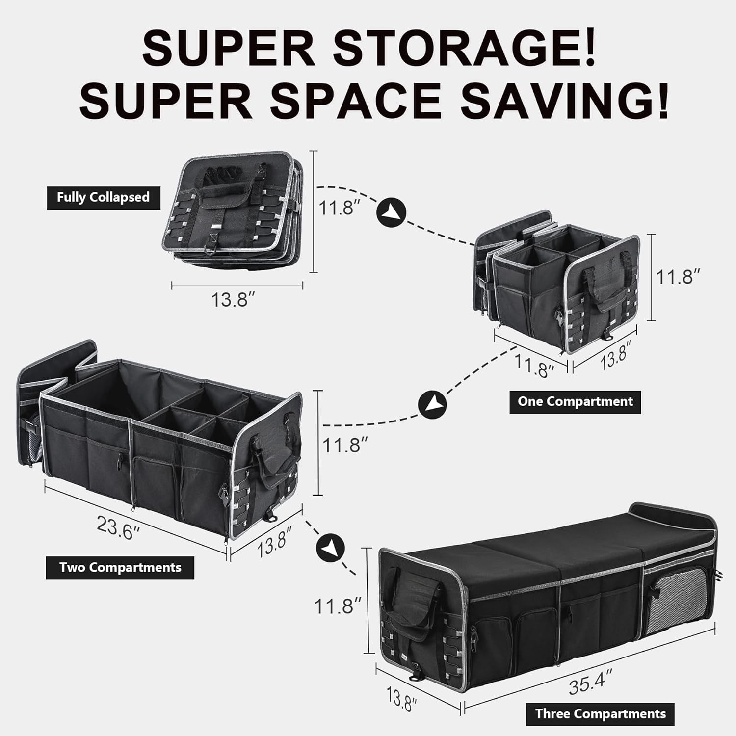 Car Trunk Organizer Bold Color Block, 95L Foldable Storage with 26L Ice ...