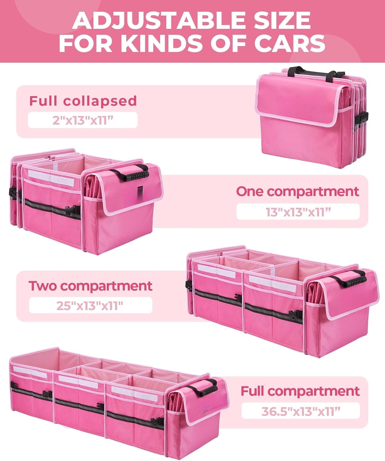 Car Trunk Organizer with Leakproof Cooler Bag, 4-in-1 Foldable Multi ...