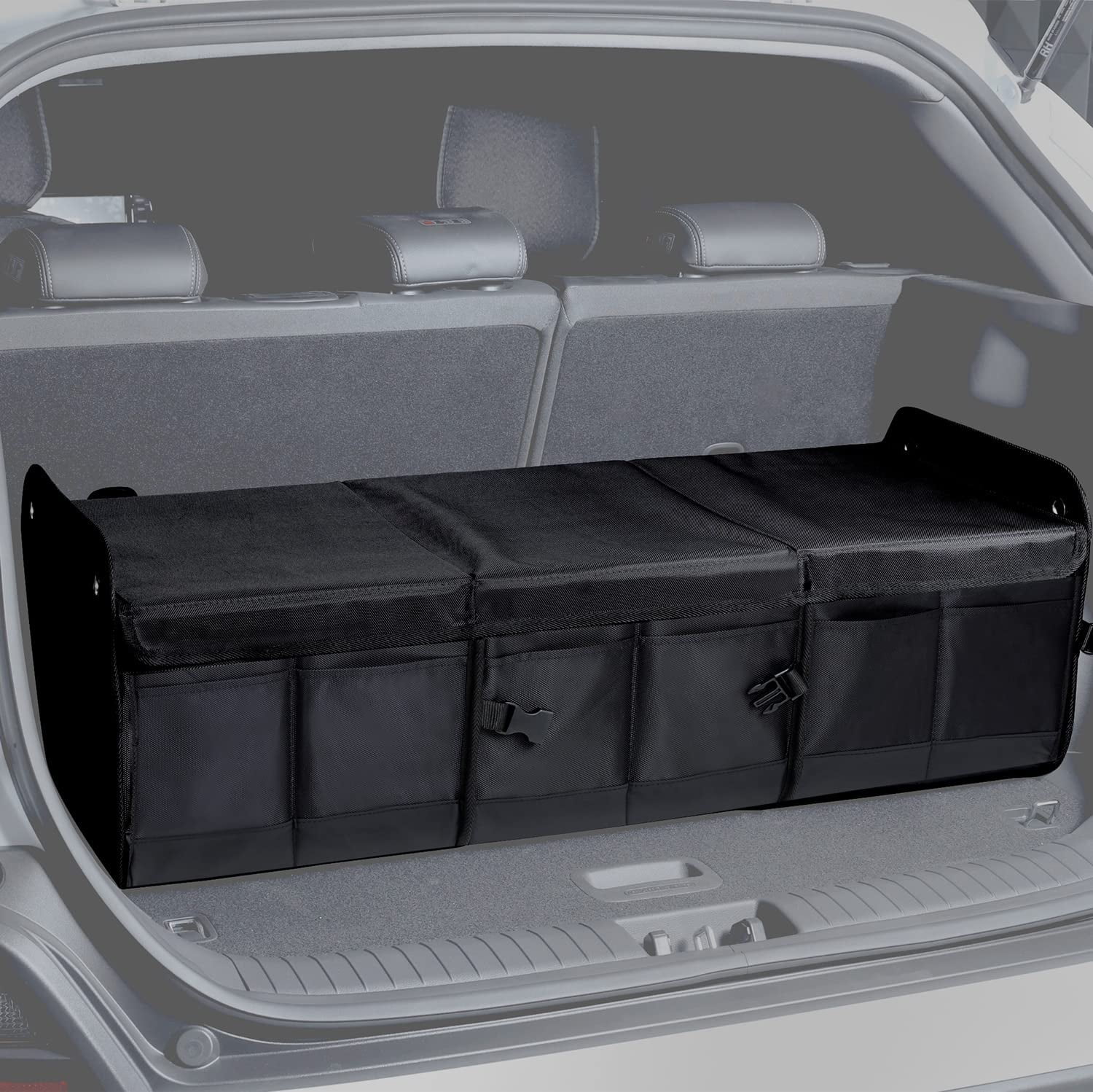 Car Trunk Organizer with Lid - Heavy-Duty Extra Large Premium Black ...