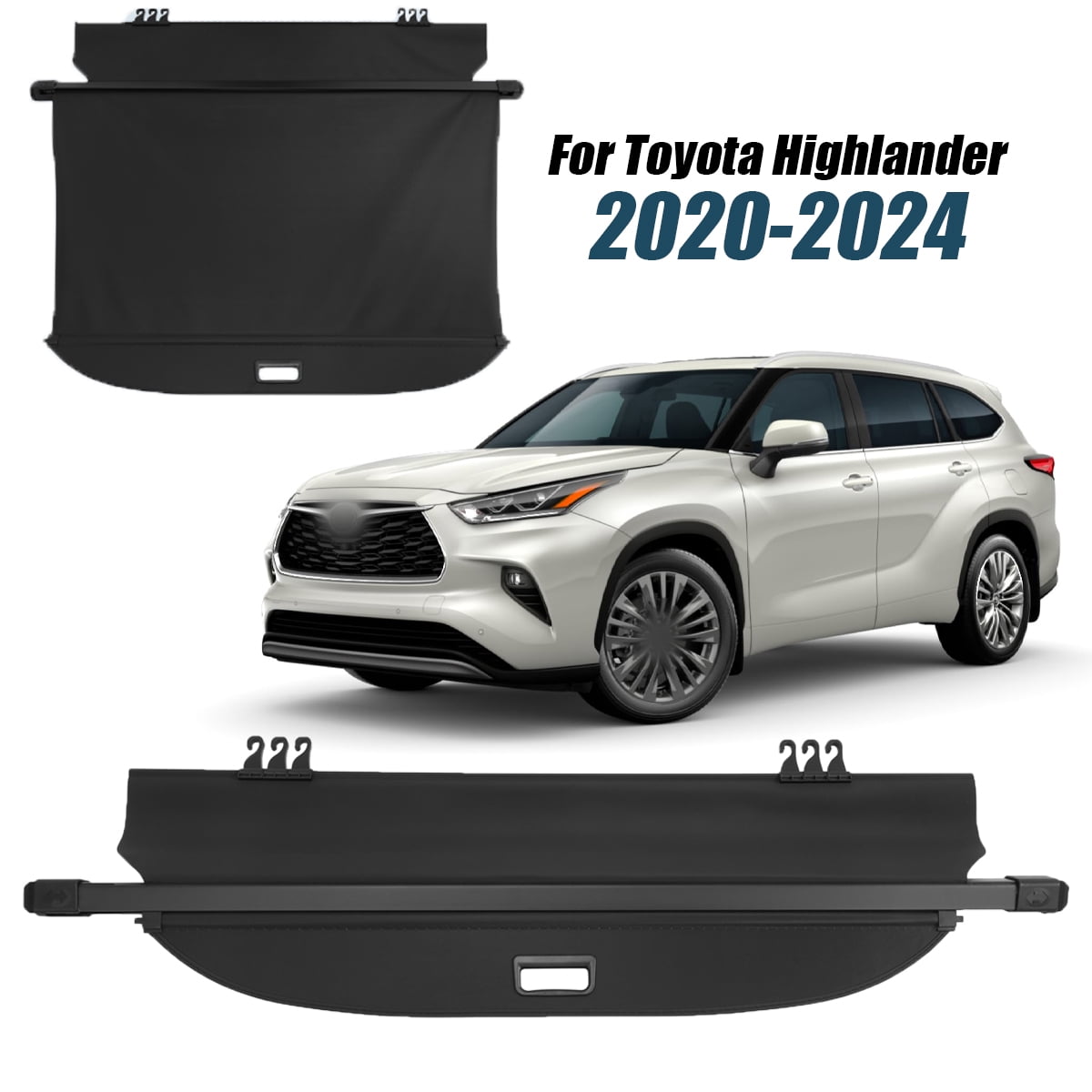 Car Trunk Retractable Cargo Cover For 2020-2024 Toyota Highlander Rear ...