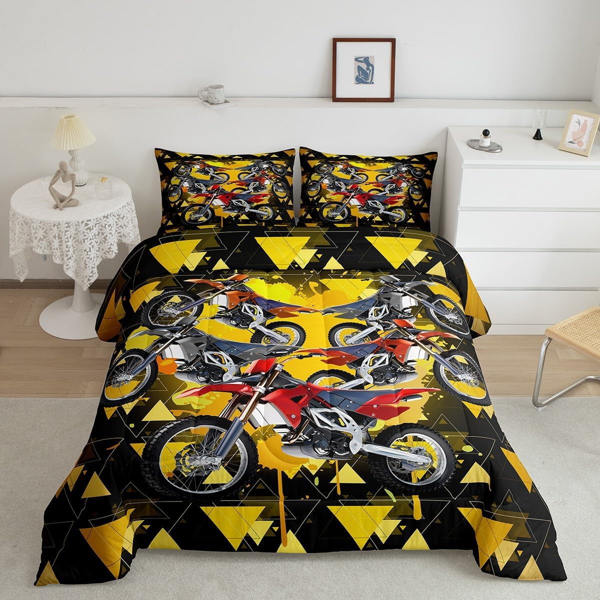 Car Twin Comforter Set for Kids Boys Girls,Blue Yellow Red Sports Car ...