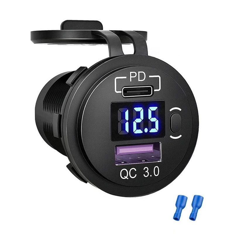 Car USB Charger QC3.0 PD Type C USB with Switch Socket for 12V/24V ...