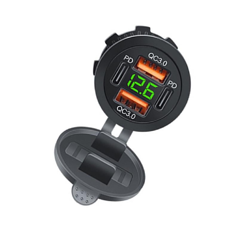 Car USB Charging Socket with Waterproof Caps Voltmeter 12V-24V USB Port ...