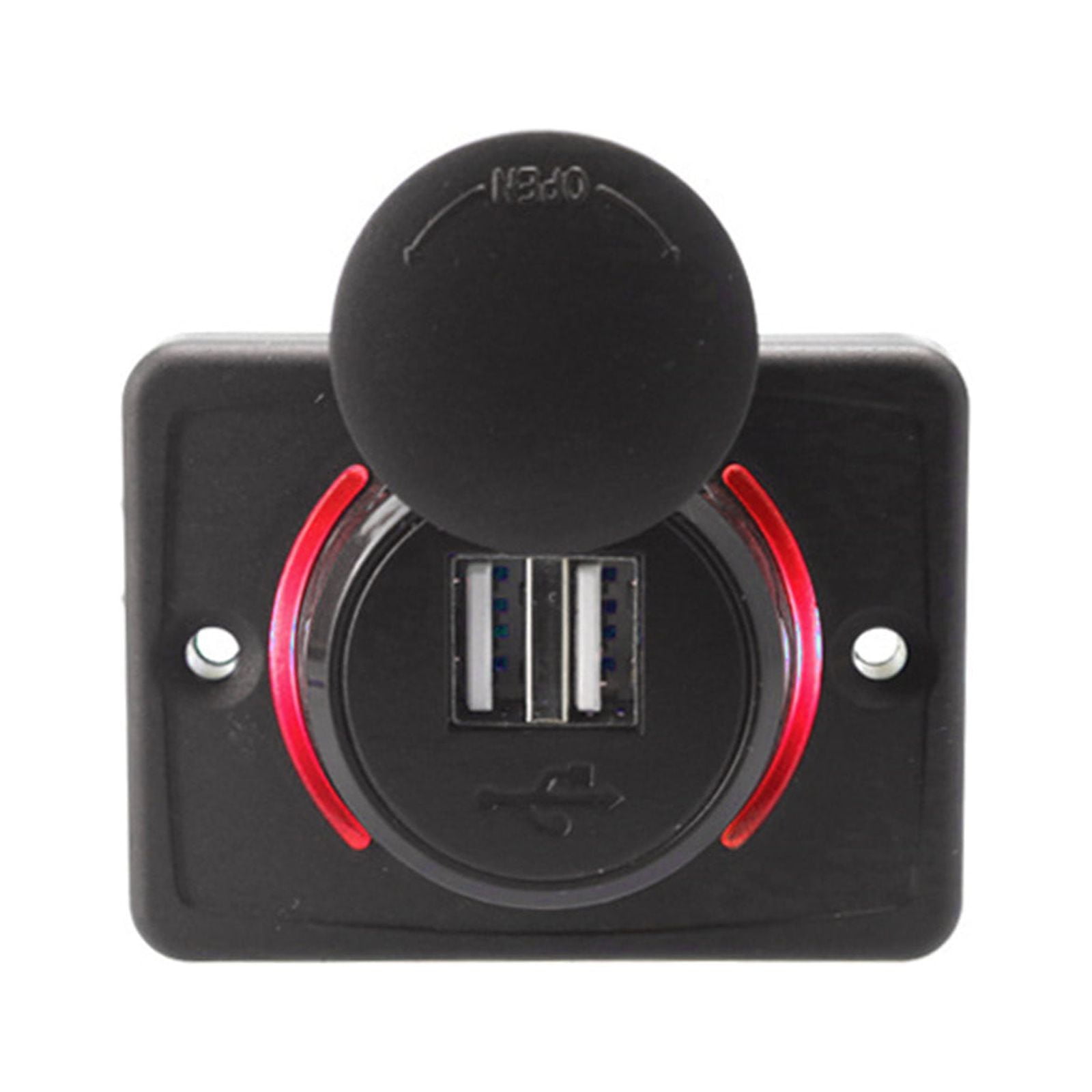 Car USB Plug Red Charger Socket 2 Port Adapter 12V - 24V Socket Charge ...