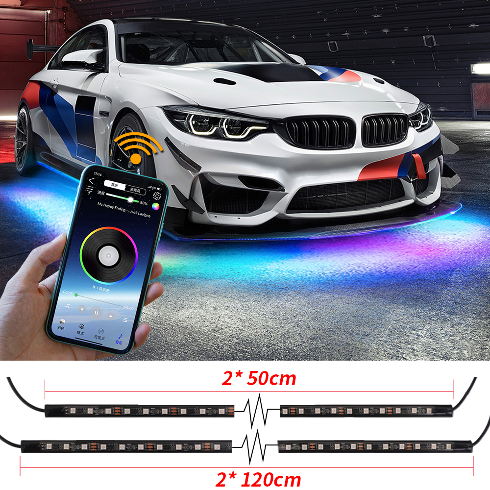 Car Underglow LED Lights Strip Symphony LED Ambient Chassis Light JDM Underbody APP Sound ...