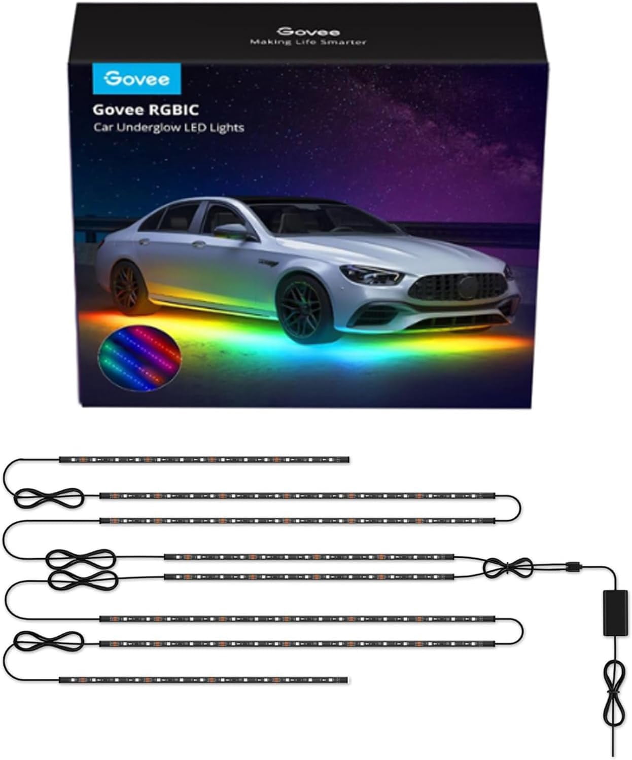 Car Underglow Lights, 8 pcs RGBIC Under Car Lights with 16 Million ...