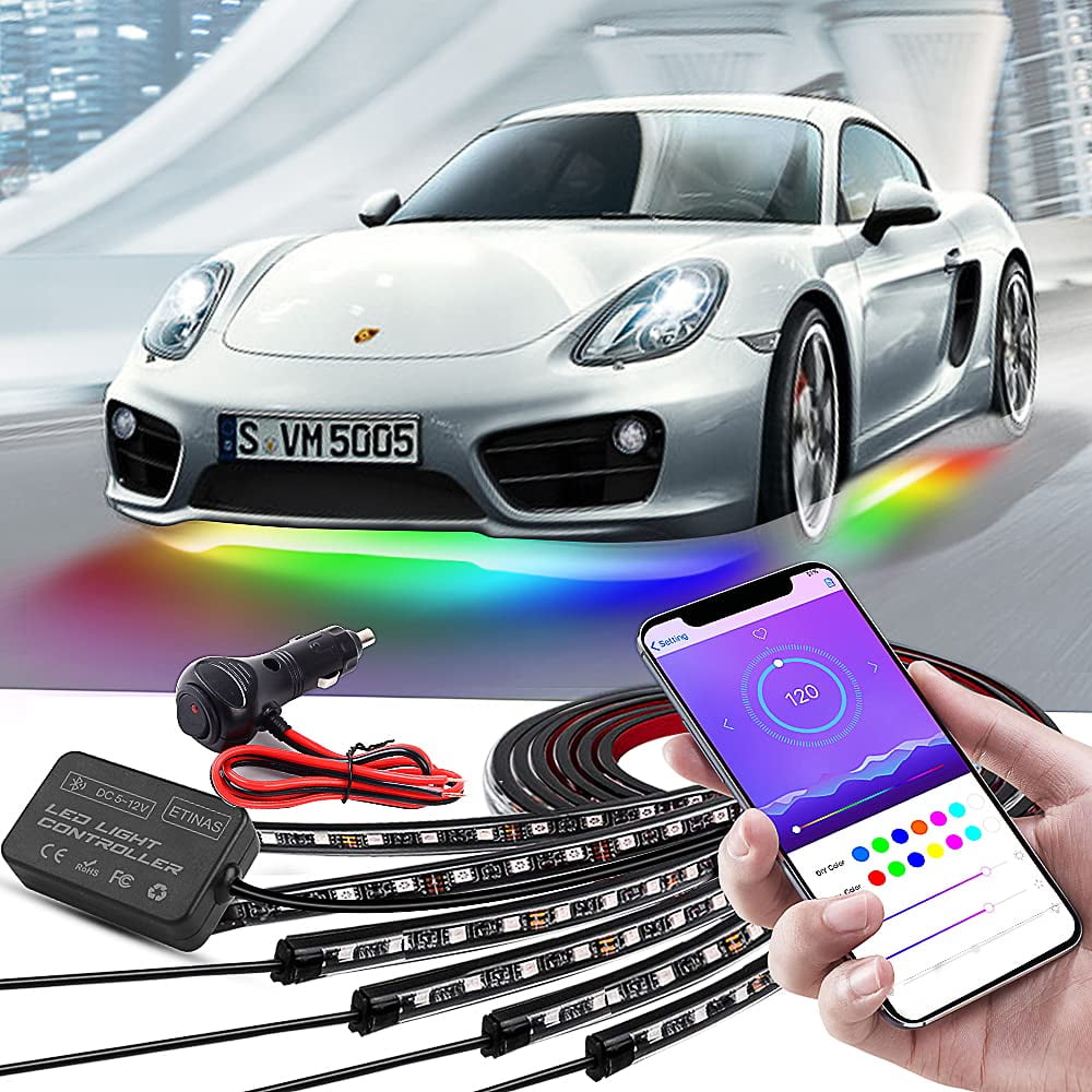Car Underglow Lights, Bluetooth Dream Color BSL1 Chasing Strip Lights ...