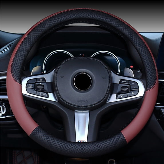 Car Universal 38Cm Steering Wheel Cover, Leather Protective Cover With ...