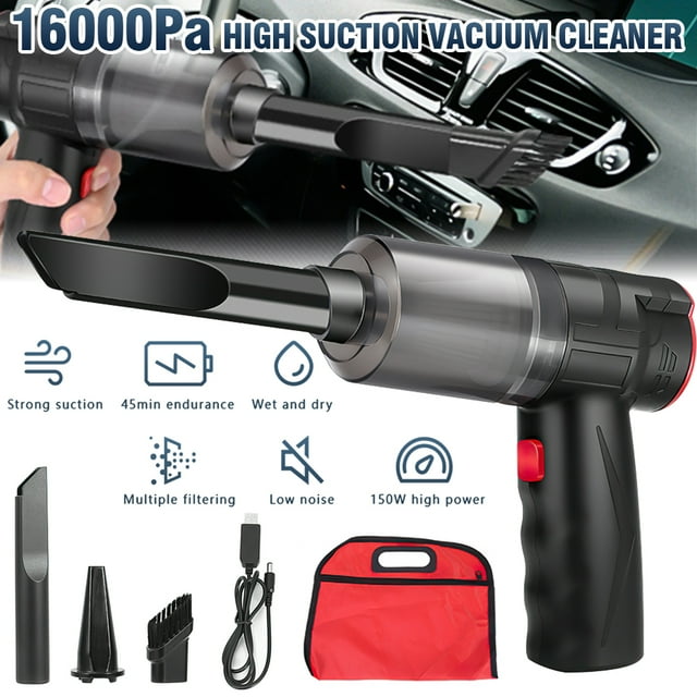 Car Vacuum Cleaner, 16000 Pa Powerful Cordless Rechargeable Hand Vacuum ...