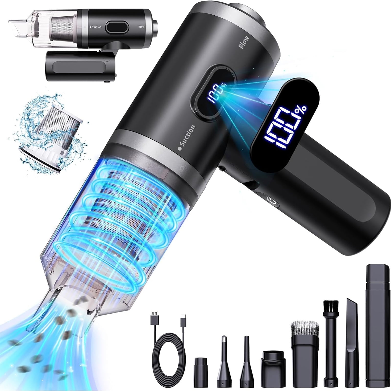 Car Vacuum Cleaner for Car, Handheld Vacuum Cordless 90 Foldable Car ...