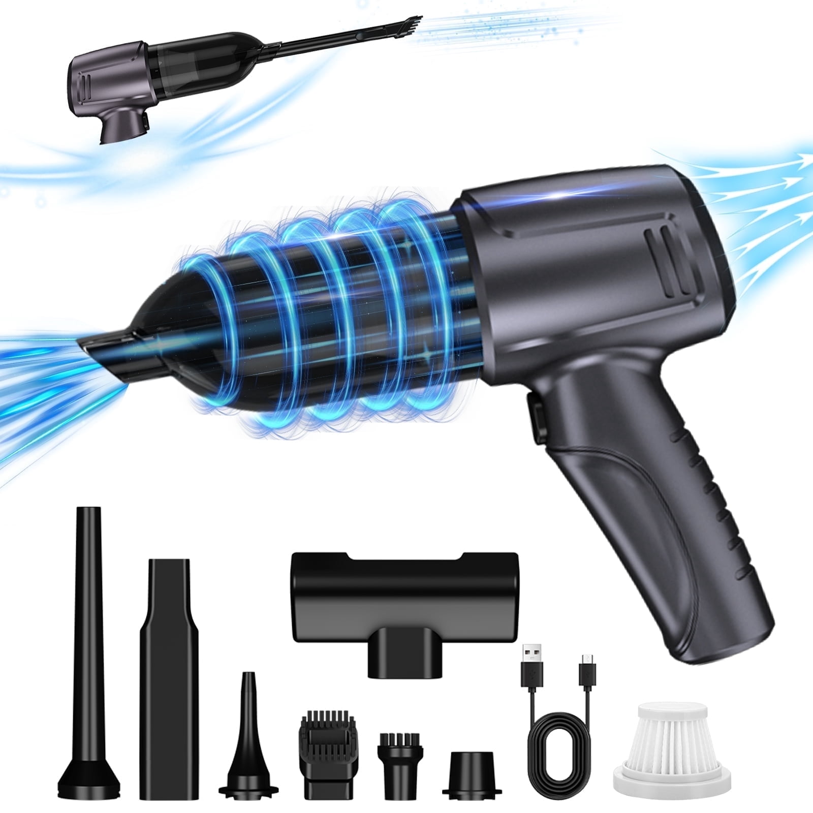 Car Vacuum Portable Cordless, 5 in 1 Handheld Vacuum Cleaner, 16000PA ...