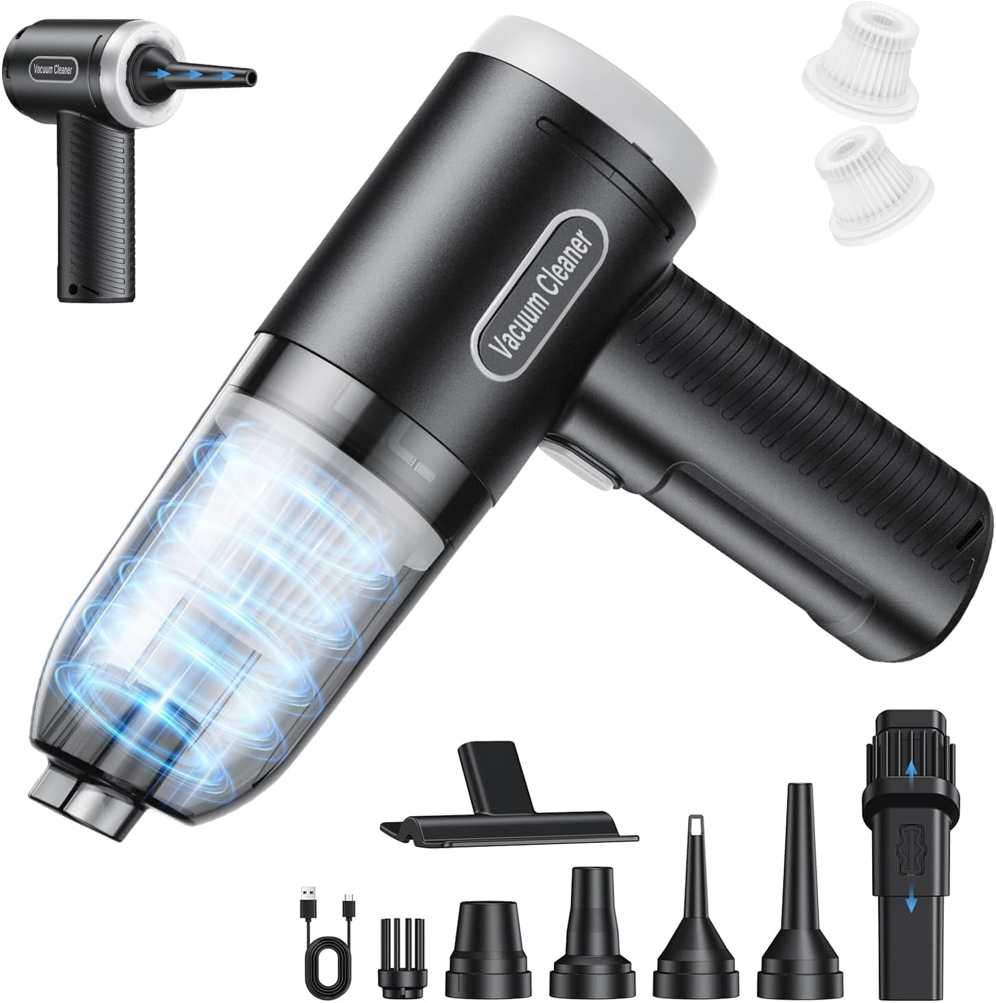 Car Vacuum Portable Cordless, 16000Pa Handheld Vacuum Mini Vacuum ...