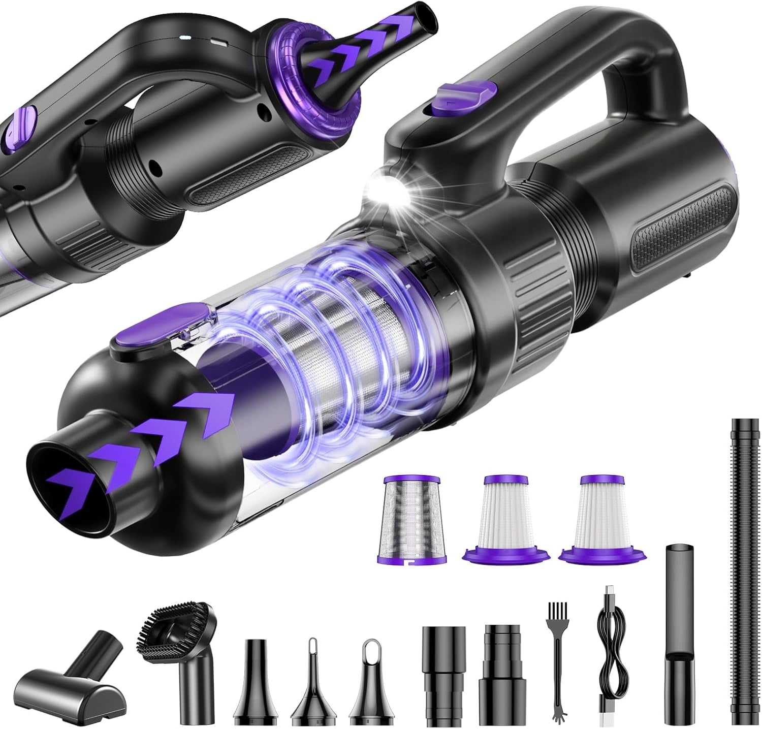 Car Vacuum Portable Cordless, 20000Pa Mini Vacuum Cleaner & Air Duster ...