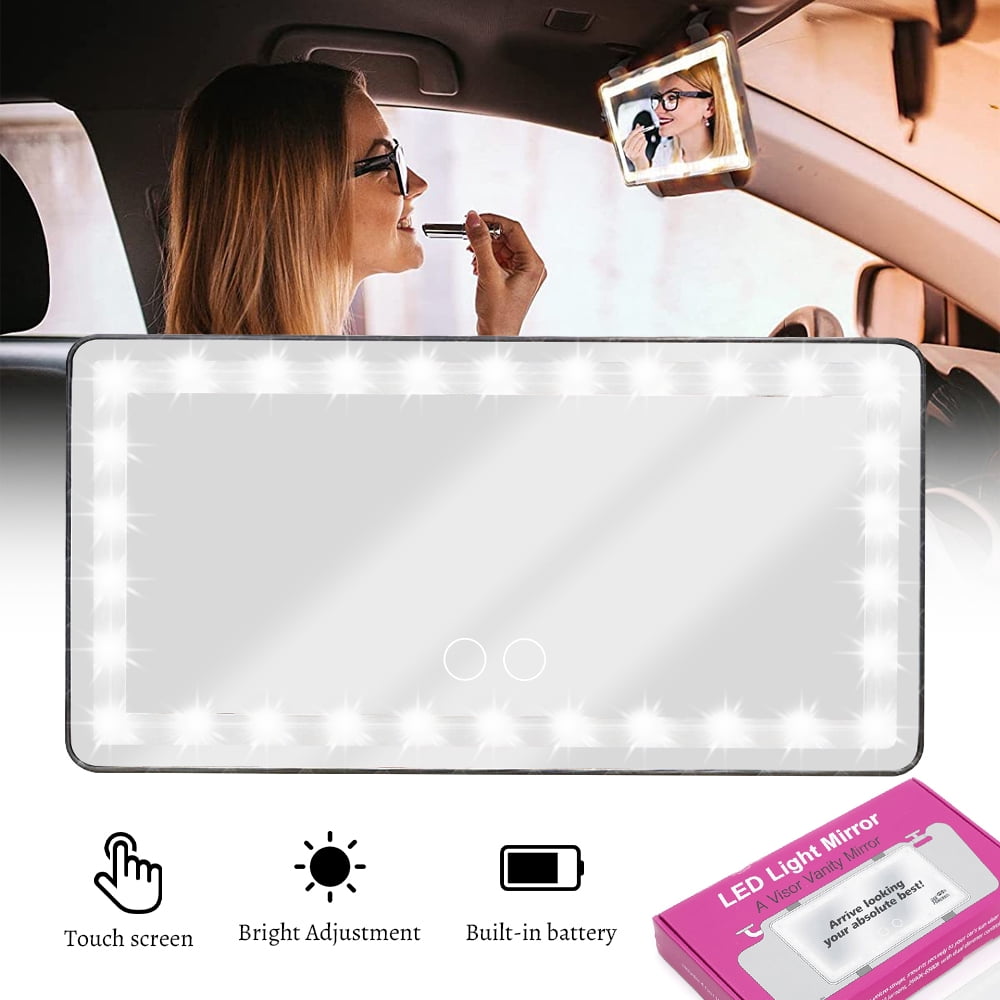 Car Vanity Mirror With Lights,Rechargeable Car Mirror Visor with 3 ...