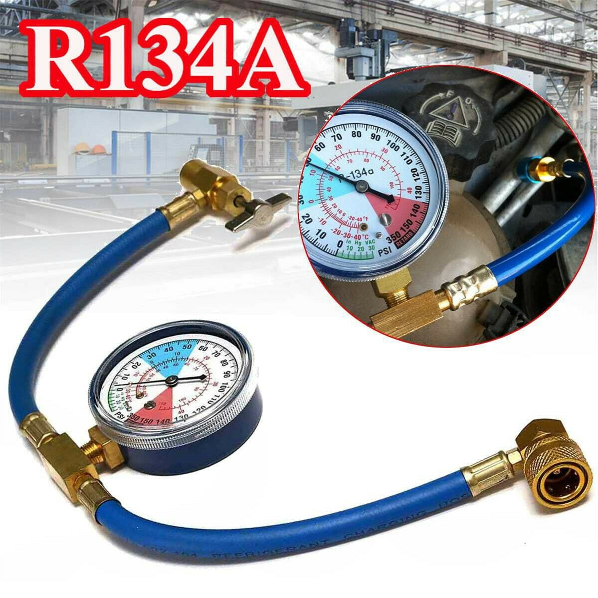 Car Vehicle Air Conditioning Refrigerant Recharge Kit A/C R134a Hose ...