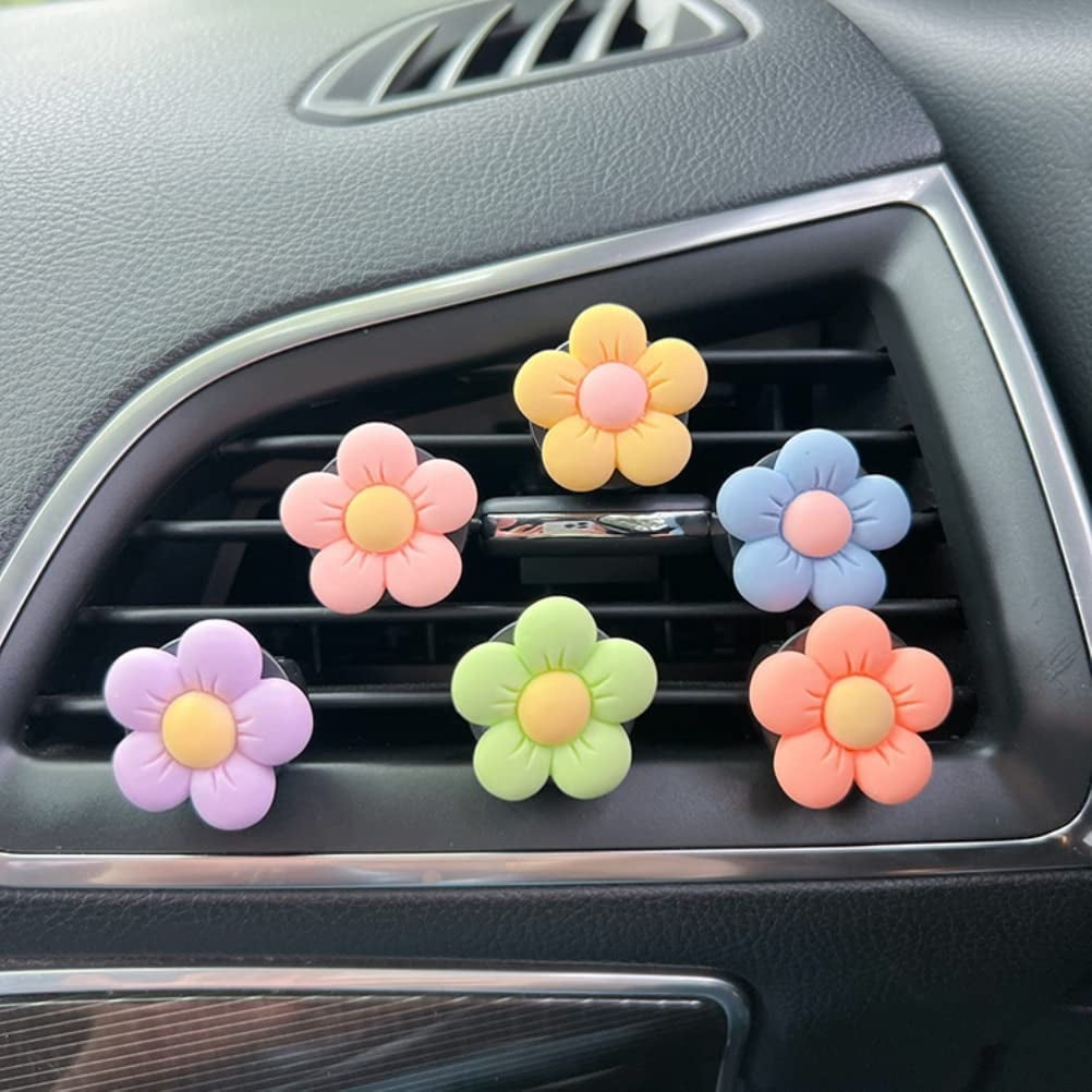Car Vent Clip, 6 Pcs Cute Flowers Car Air Vent Clips Lovely Flower ...