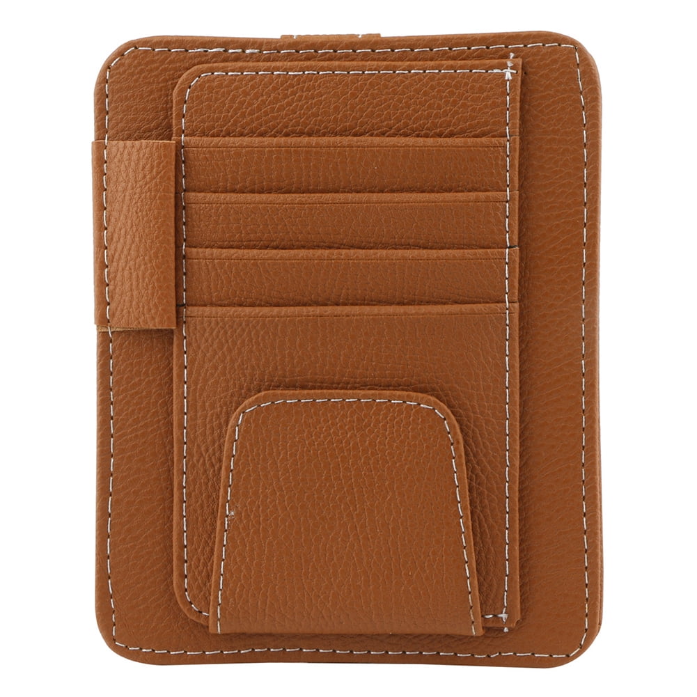 Car Visor Card Bag Fashion PU Lychee Pattern Card Holder ID Card Credit ...