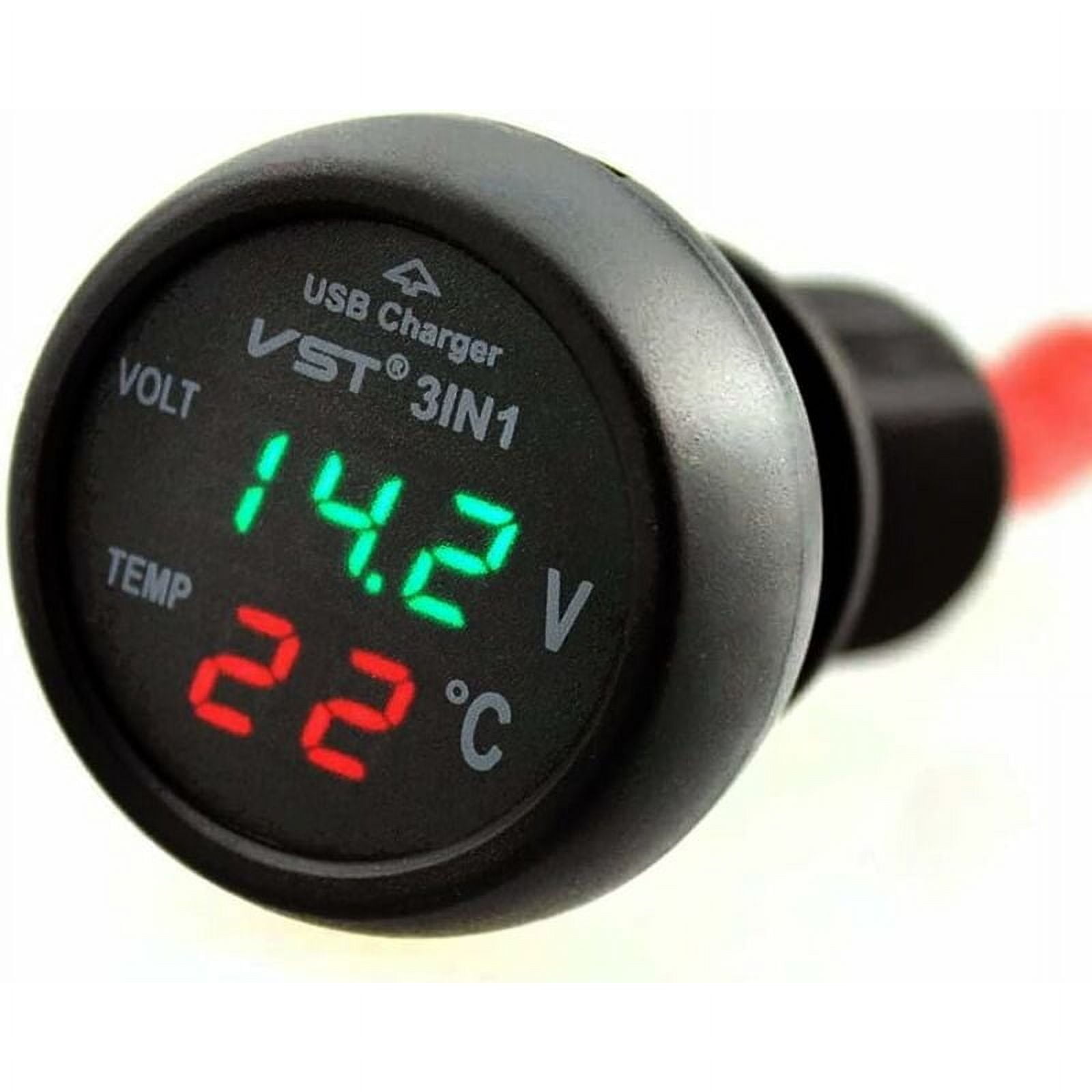 Car Voltmeter, 3 In 1 Usb 5V 2A Fast Charging, Car Digital Voltmeter ...