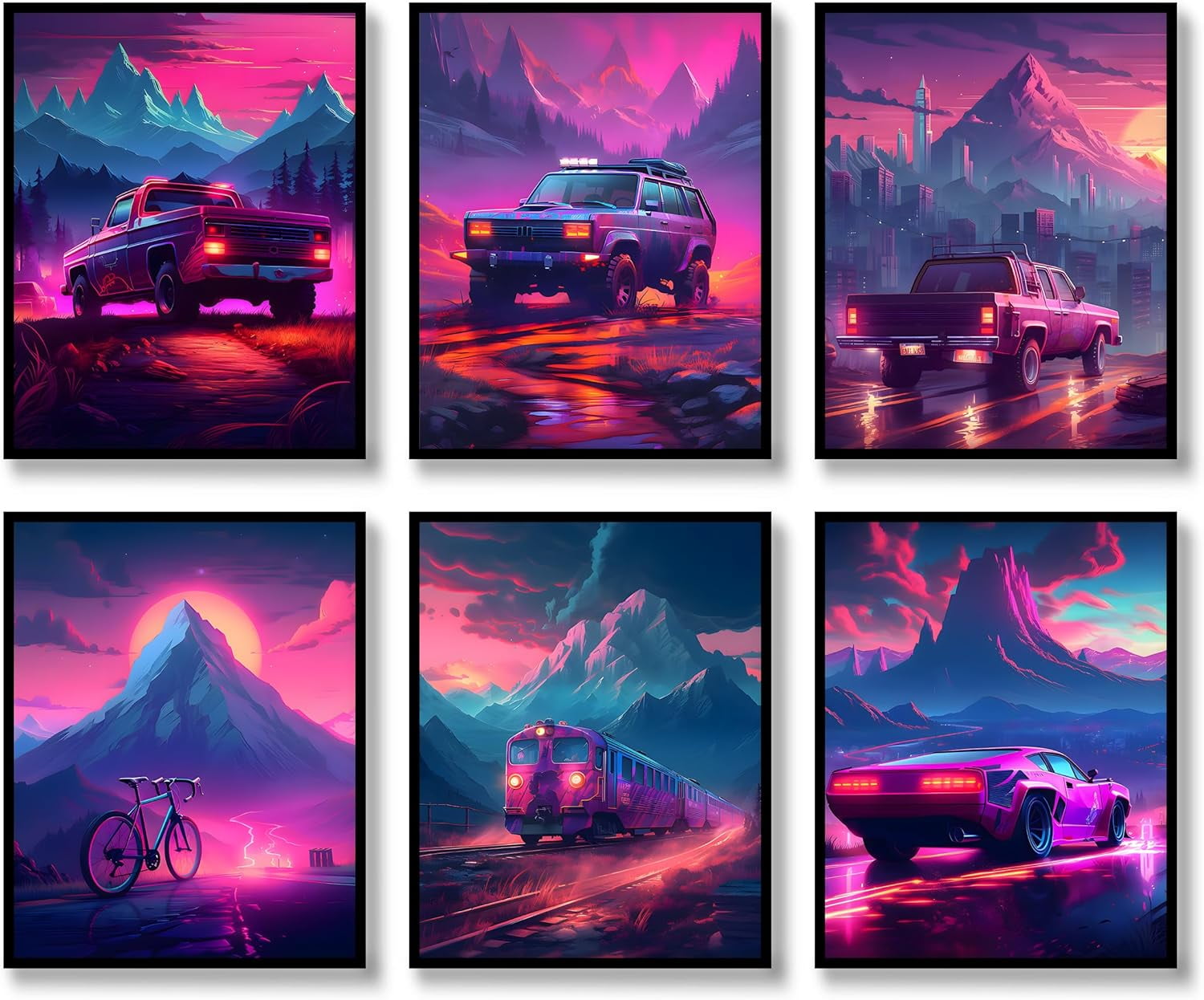 Car Wall Art Prints Set of 6 Street Racing Car Posters Fashion Wall ...