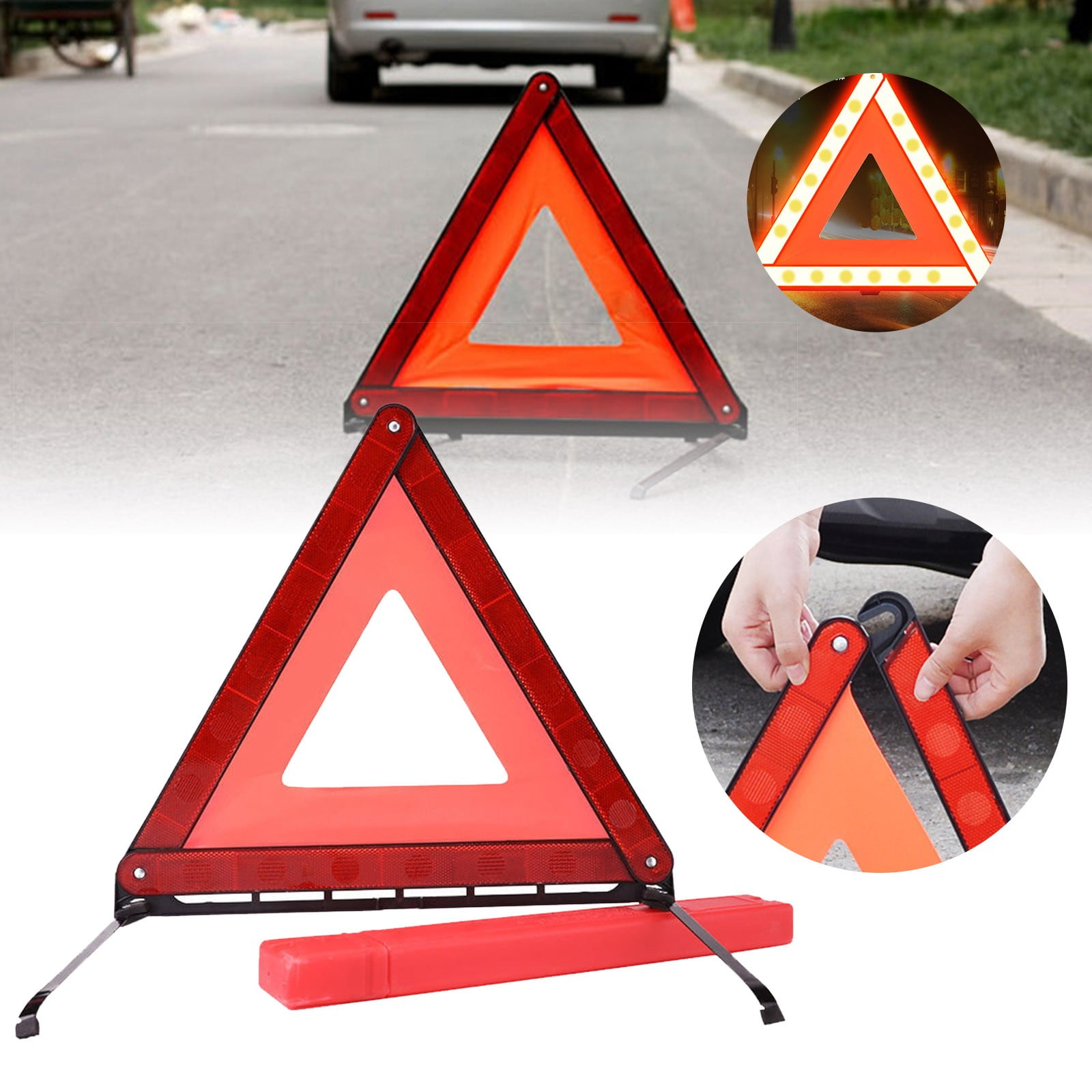 Car Warning Triangle - Compliant with 2025 ECE R27 EU Standard, Compact ...