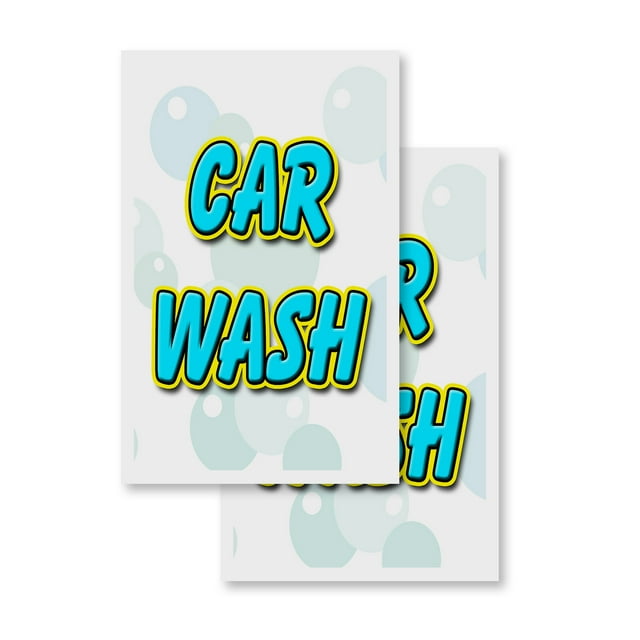 Car Wash (2-PACK) 24" x 36" Vinyl Decals | Sign Insert Peel & Stick ...
