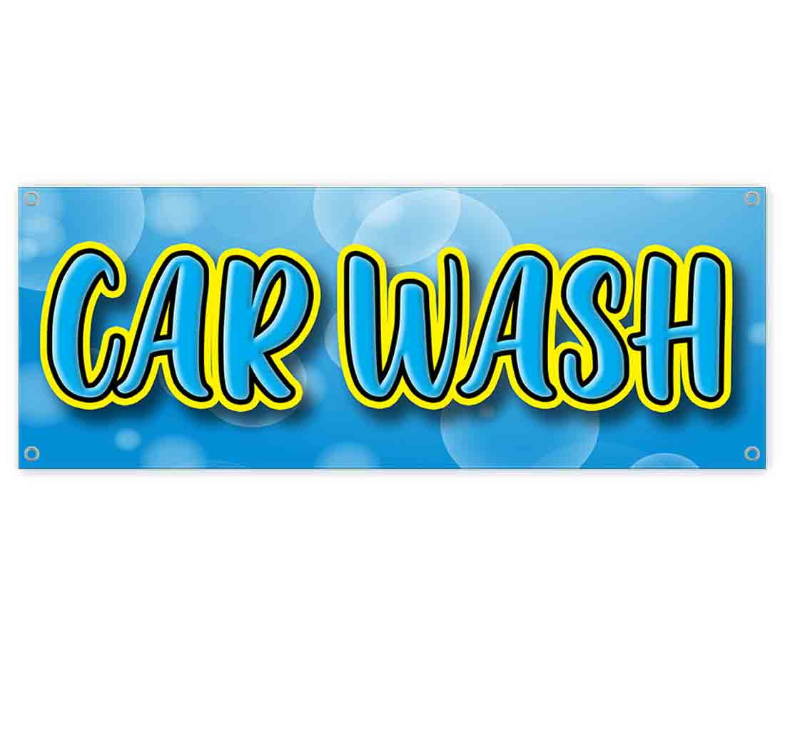 Car Wash Blue Yellow Bubbles 13 oz Vinyl Banner With Metal Grommets ...
