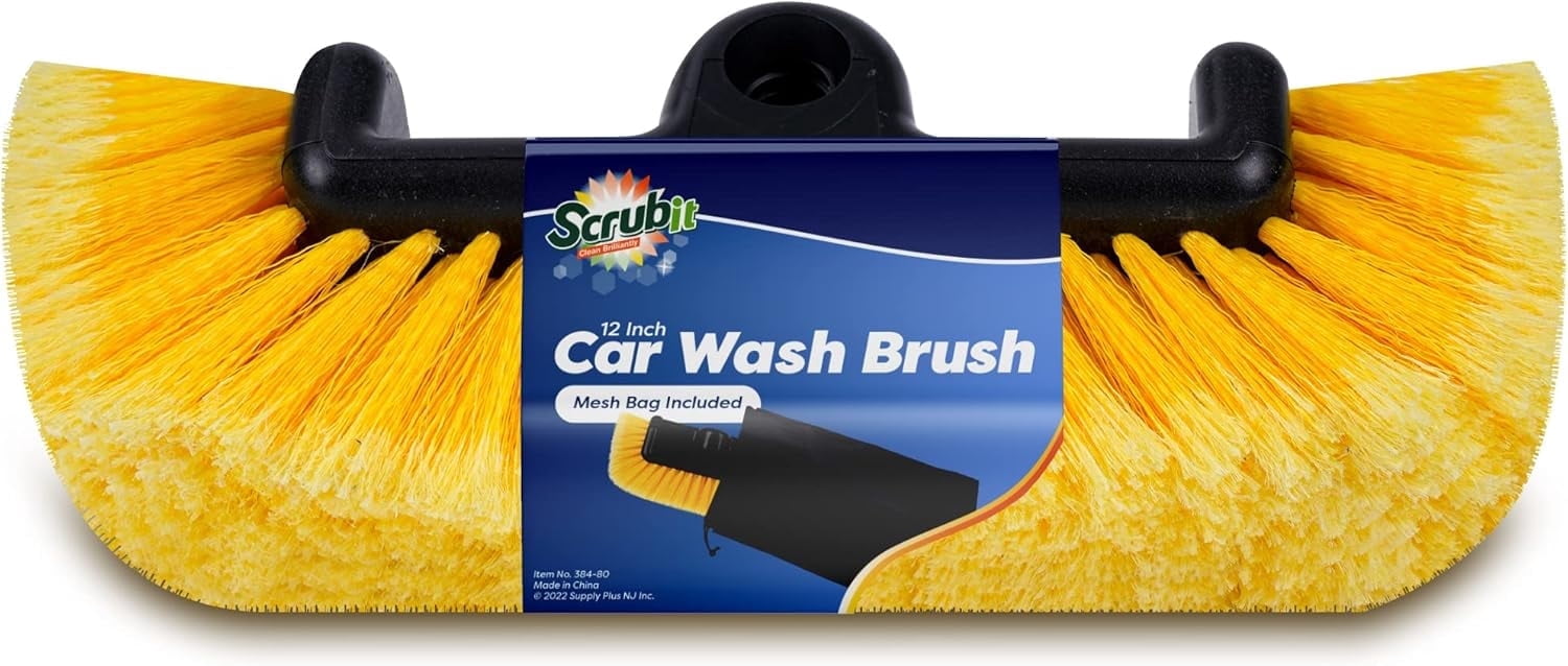 SCRUBIT, Car Wash Brush, 12" 3-Sided Cleaning Brush with Soft Bristles ...