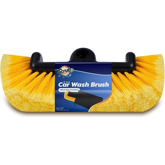 SCRUBIT, Car Wash Brush, 12" 3-Sided Cleaning Brush with Soft Bristles ...