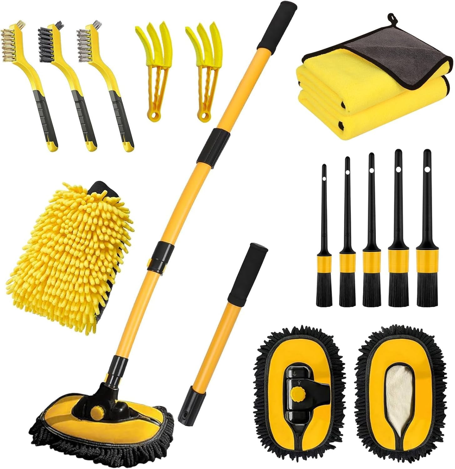 Car Wash Brush with Long Handle, 55 inch Car Wash Mop Car Wash Kit Mitt ...