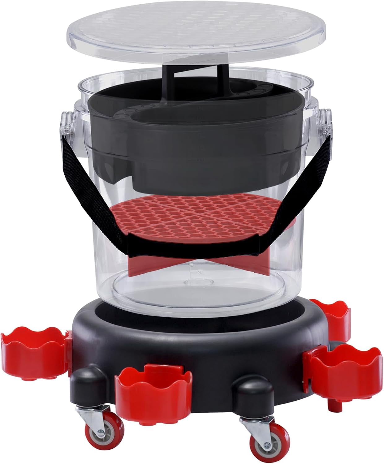 Car Wash Detailing 4 Gallons Clear Bucket with Bucket Dolly,Grit Trape ...